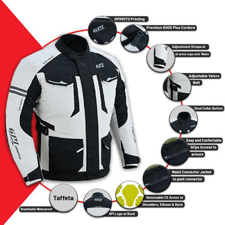 Men's All season 7 Pockets Water Proof Motorcycle Beach/Black Jacket ...